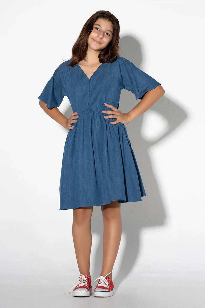 Denim Midi Dress Light Blue – MEME