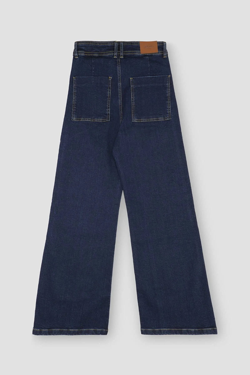 Dark Wash Wide Leg Denim Jeans Dark Blue – MEME