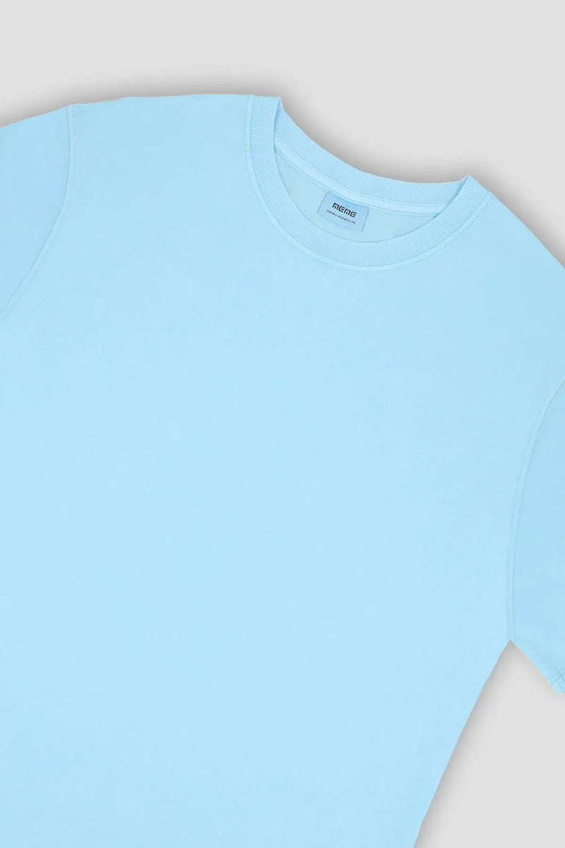 Solid Crew Neck T-Shirt Turquoise – MEME