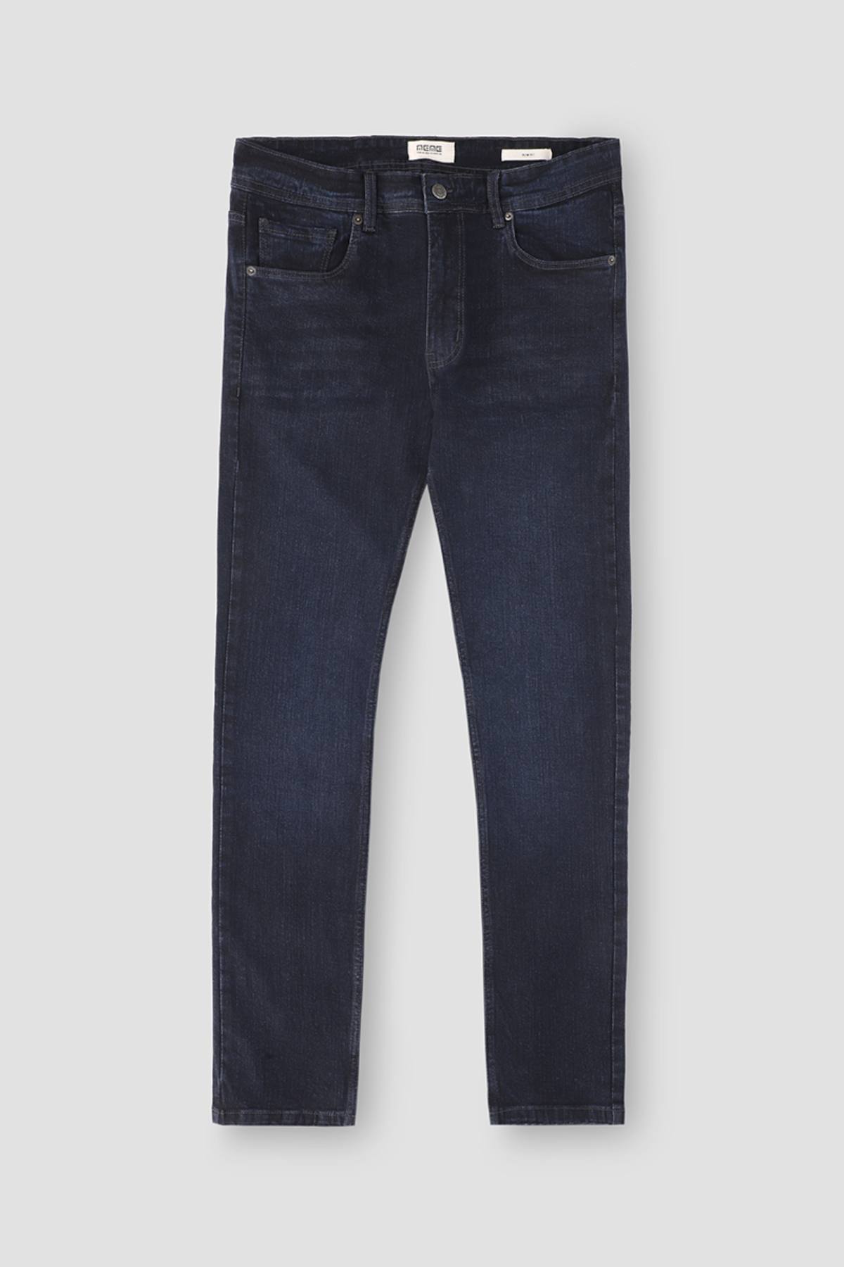 Dark Wash Slim Fit Denim Jeans Dark Blue – MEME