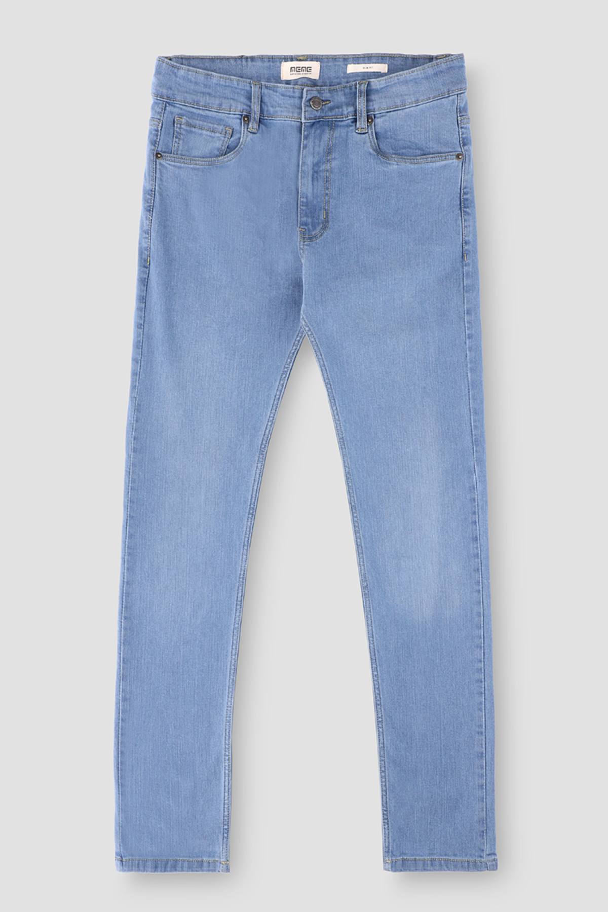 Light Wash Slim Fit Denim Jeans Light Blue – MEME